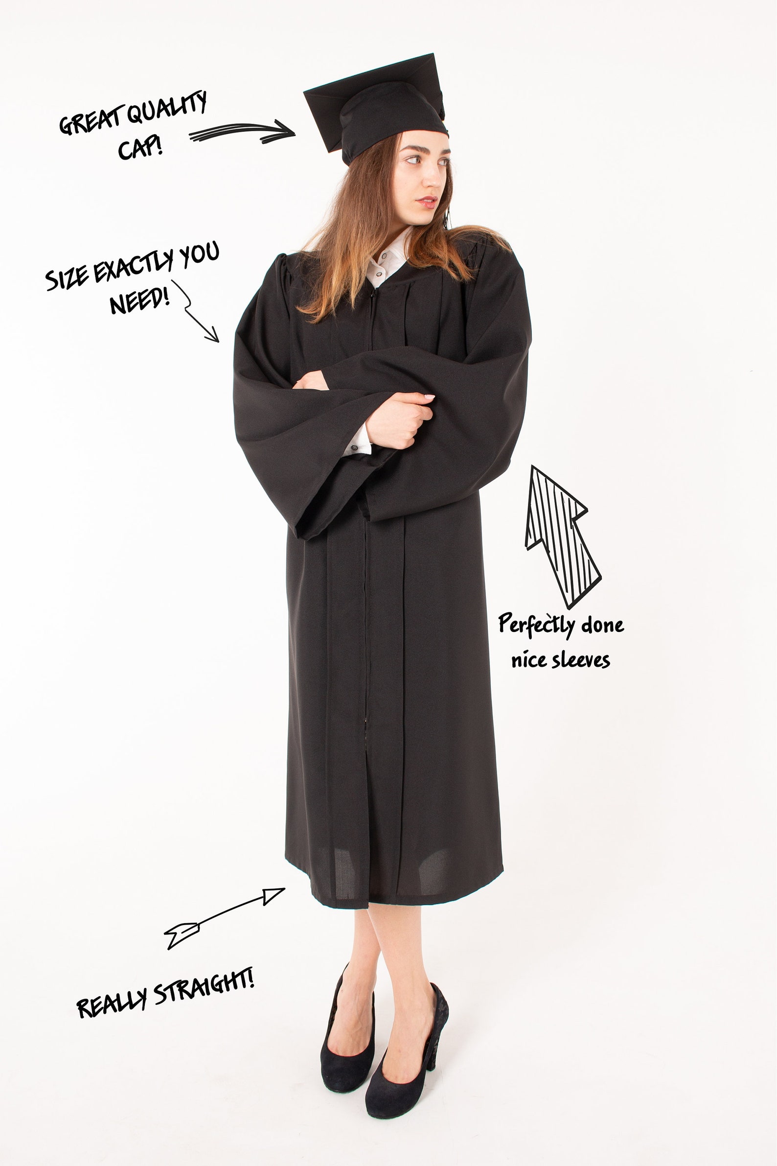 Matte Graduation Gown Set - Graduation Gown - Academic Dress - Matte ...