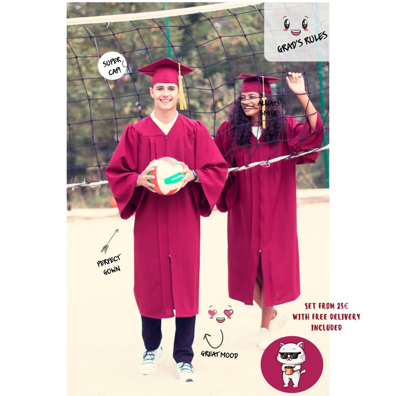 Matte Graduation Gown Set Graduation Gown Academic Dress - Etsy