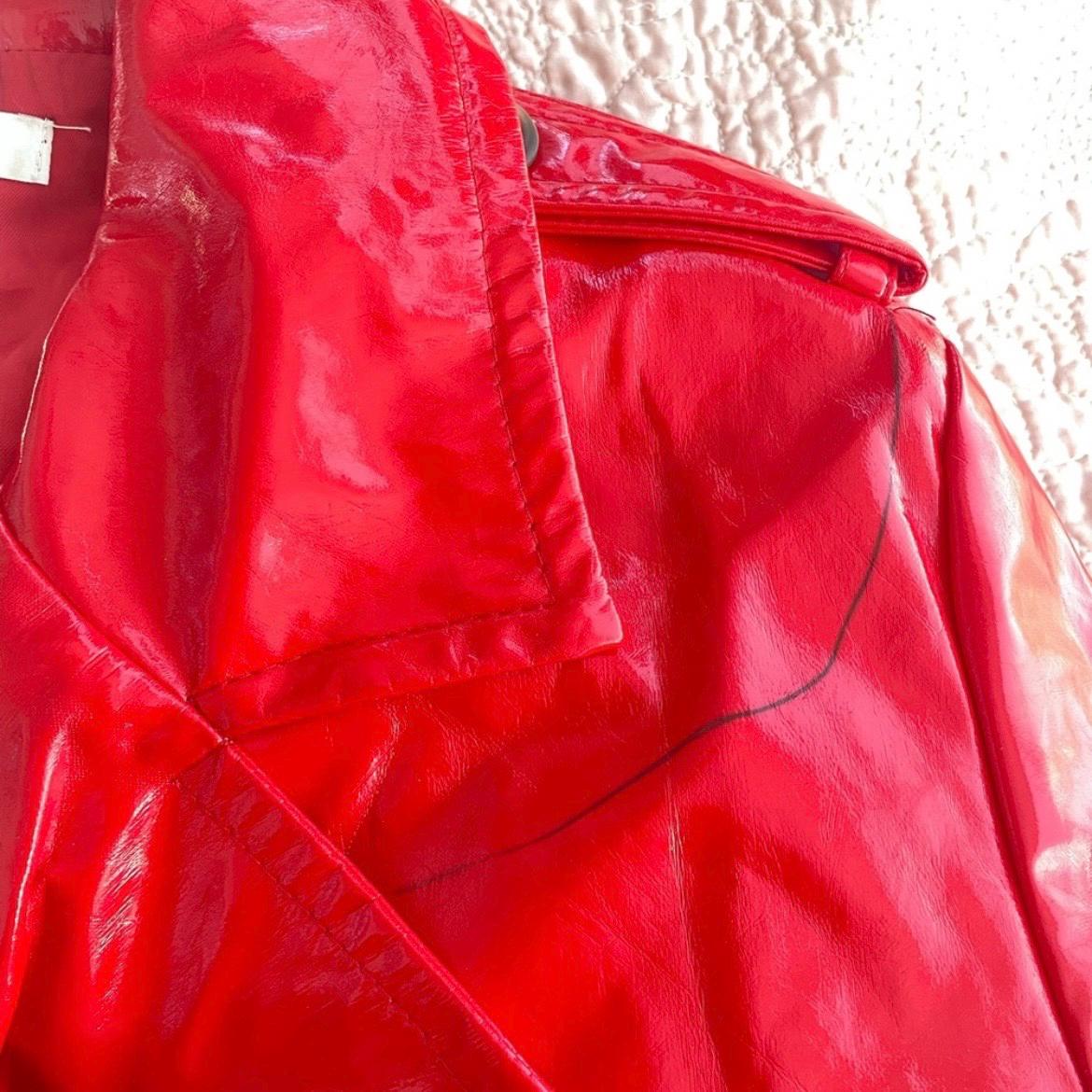 Vivetta Lacquer Red Vinyl Trench Coat Patent Oversized Latex Rain ...