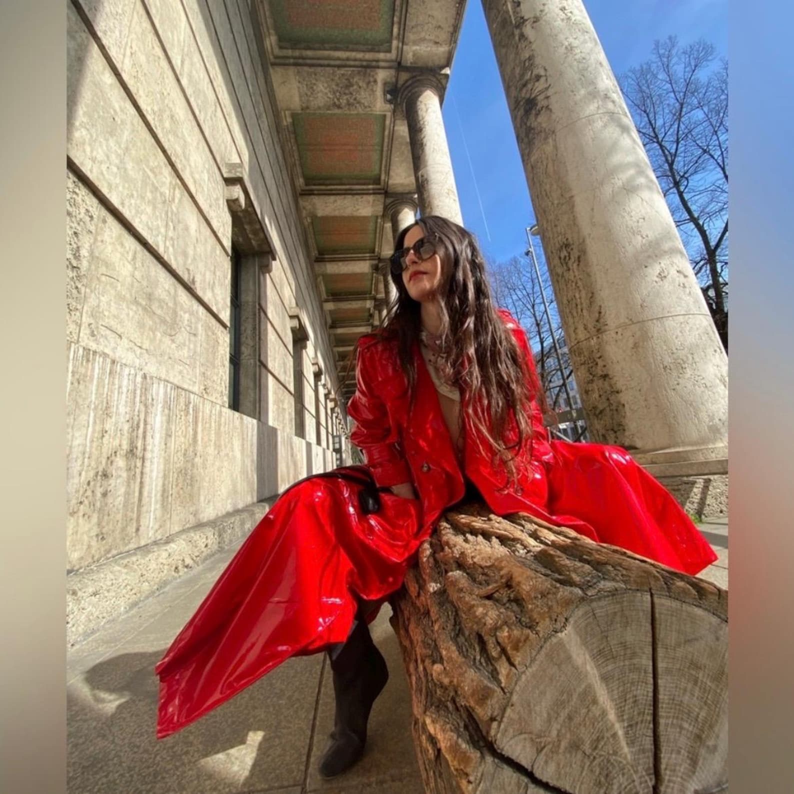 Vivetta Lacquer Red Vinyl Trench Coat Patent Oversized Latex Rain ...