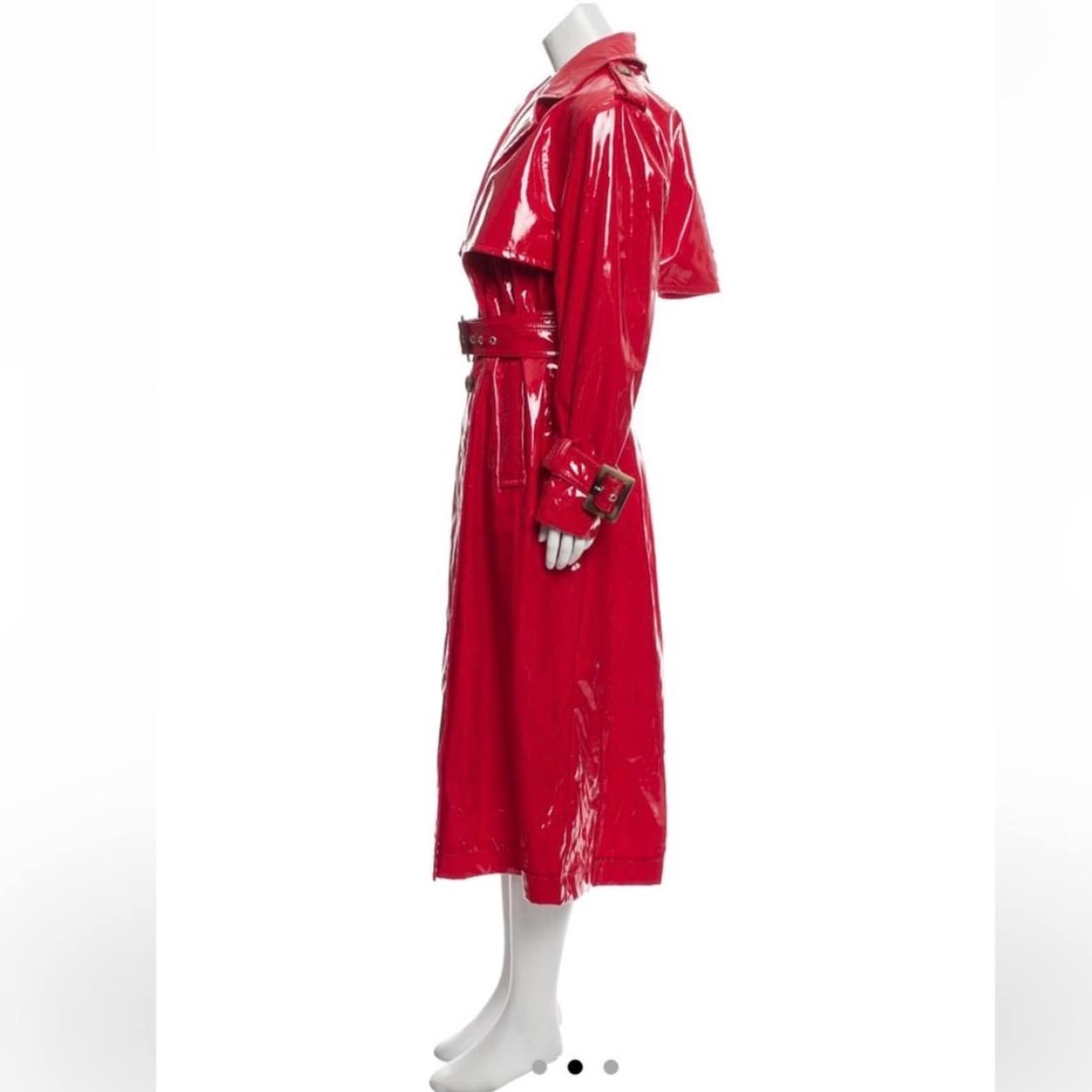 Vivetta Lacquer Red Vinyl Trench Coat Patent Oversized Latex Rain ...