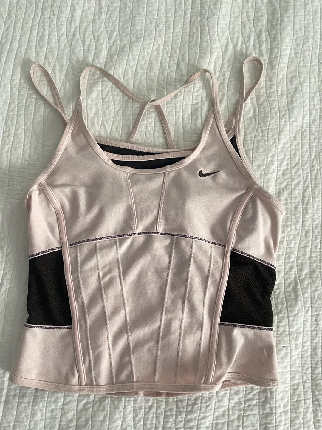 Y2K Nike Corset Bustier Balletcore Style Boned Layered Tank Top Crop ...