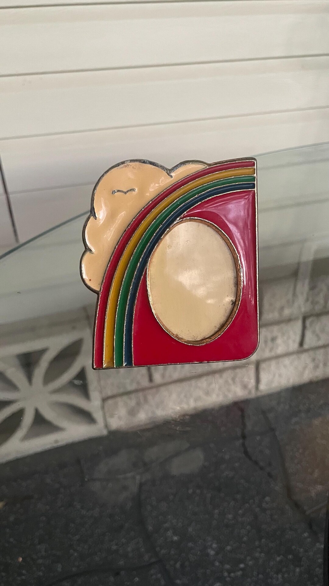 Late 70s Early 80s Heavy Enamel Rainbow Red Cloud Photo Picture Frame ...