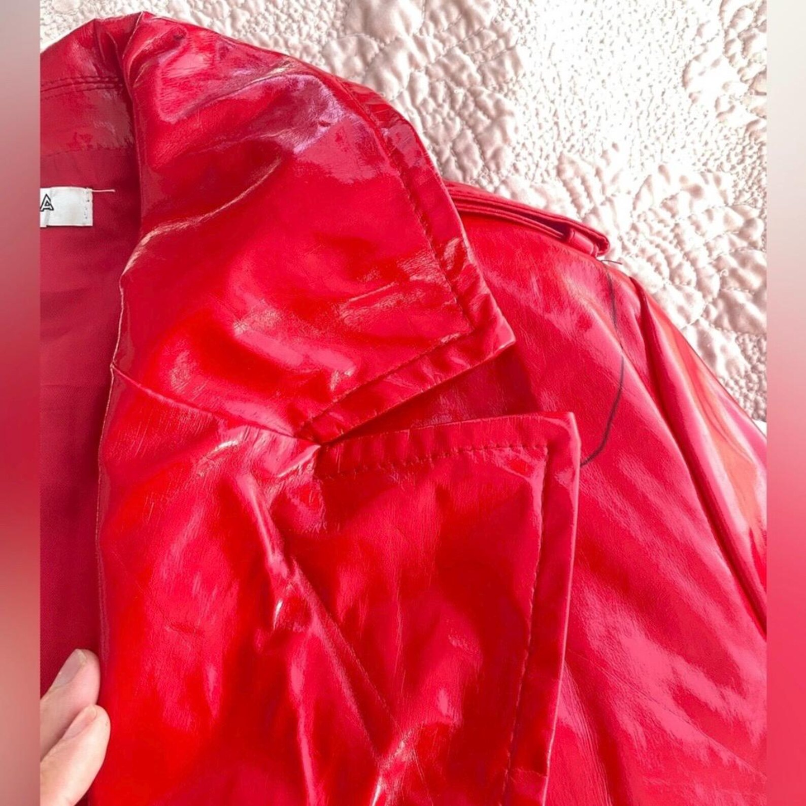 Vivetta Lacquer Red Vinyl Trench Coat Patent Oversized Latex Rain ...
