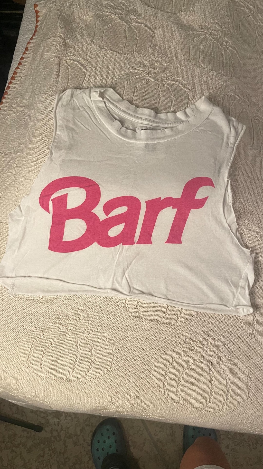 Barbie Barf Altered Crop Top Petals and Peacocks Rude Graphic T Y2K - Etsy