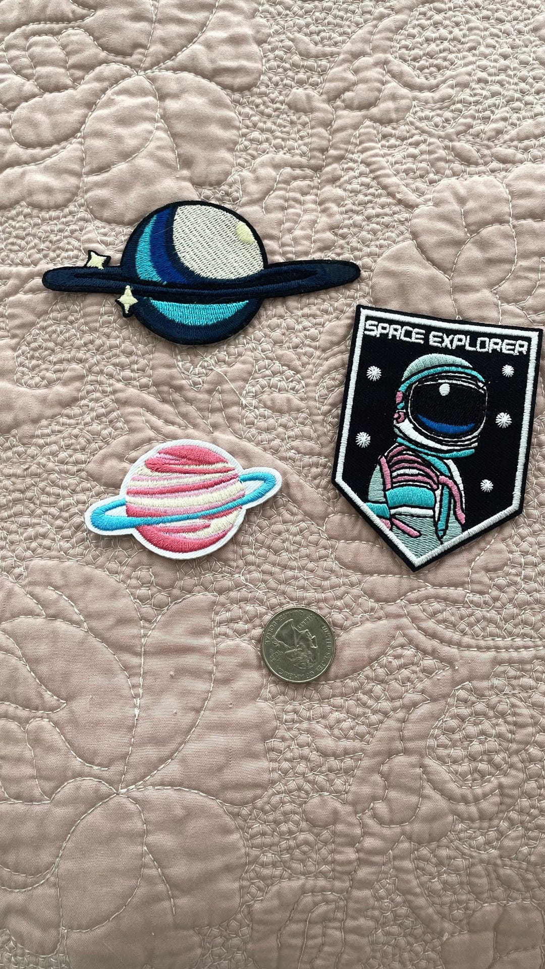 Three Space Explorer Themed Iron on Patches Planets Saturn Universe ...