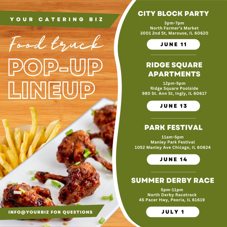 Food Truck Lineup E-flyer, Chef Brand, Restaurant Brand, Popup Flyer ...