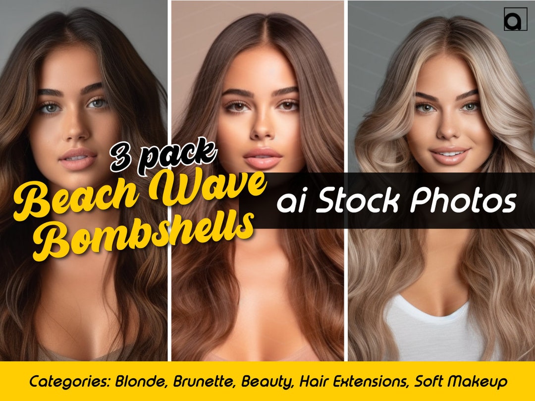 Stock Photo Models "beach Wave Bombshells" 3-pack | Beauty and Hair Stock Photos - Etsy