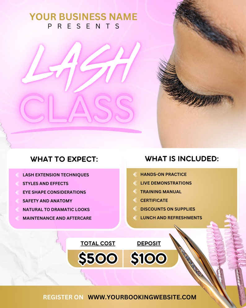 Canva DIY E-flyer, Lash Class Flyer, Masterclass Flyer, Premade ...