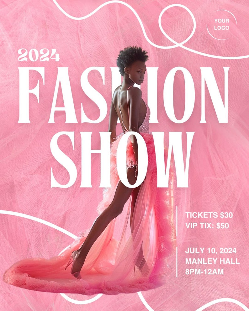 Pink Fashion Show E-flyer, DIY Premade Canva Flyer Template, Animated ...