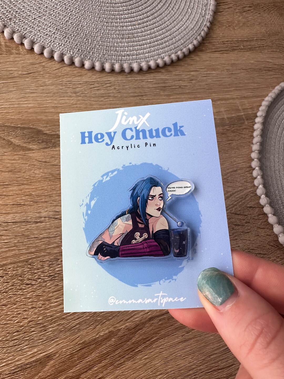Jinx hey Chuck Acrylic Pin Jinx Art Jinxpin - Etsy