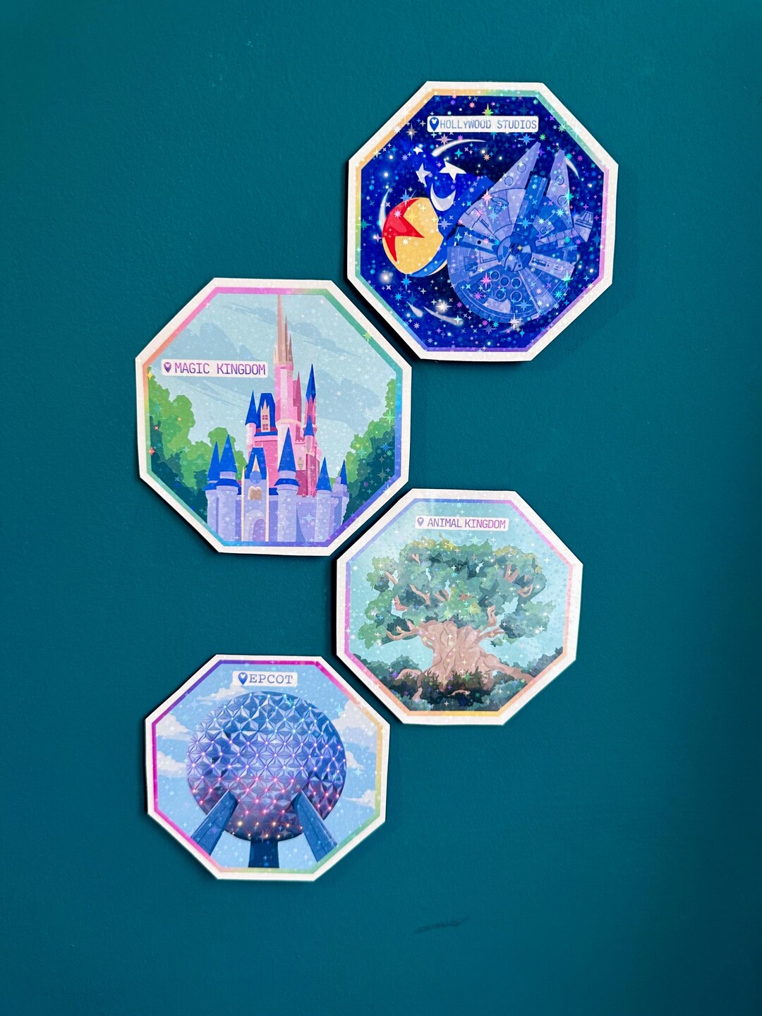 Magical Park Stickers / Pack of 4 / Magic Kingdom / Epcot / Hollywood ...