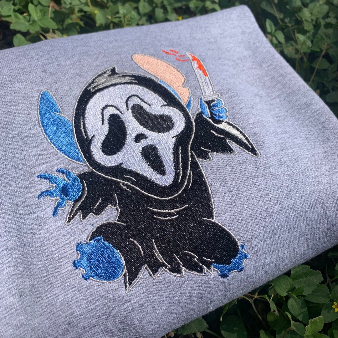 Stitch Ghost Face Halloween Embroidered Hoodies/crewnecks - Etsy