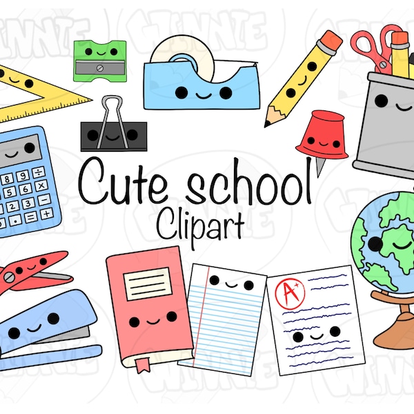 Cute School Items Clipart - Etsy