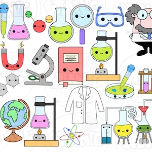 Kawaii Science Clipart Science Digital Stickers Goodnotes Science ...