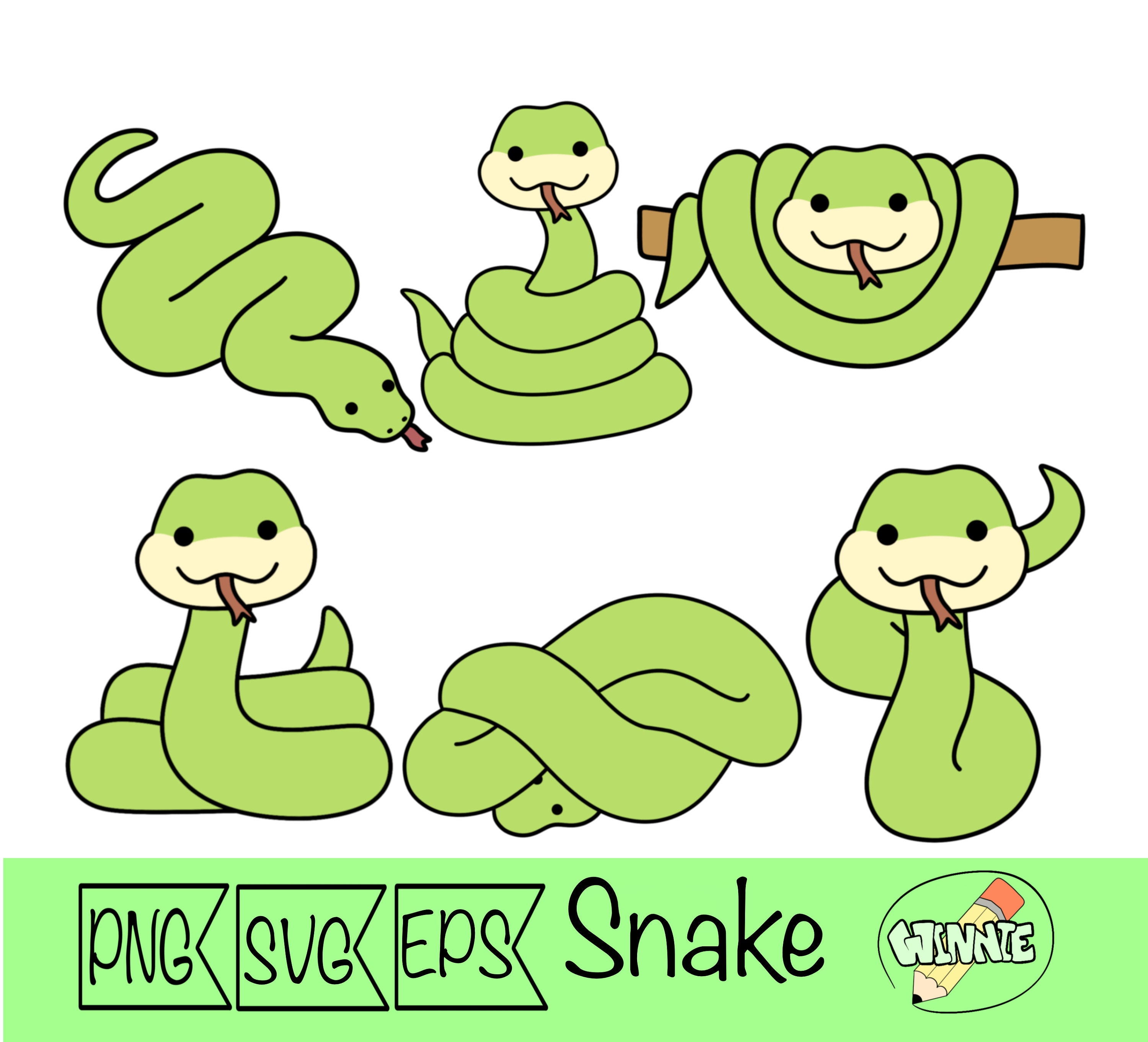 Snake Svg Clipart Vector Repile Png Digital Sticker Snake Png Kawaii ...