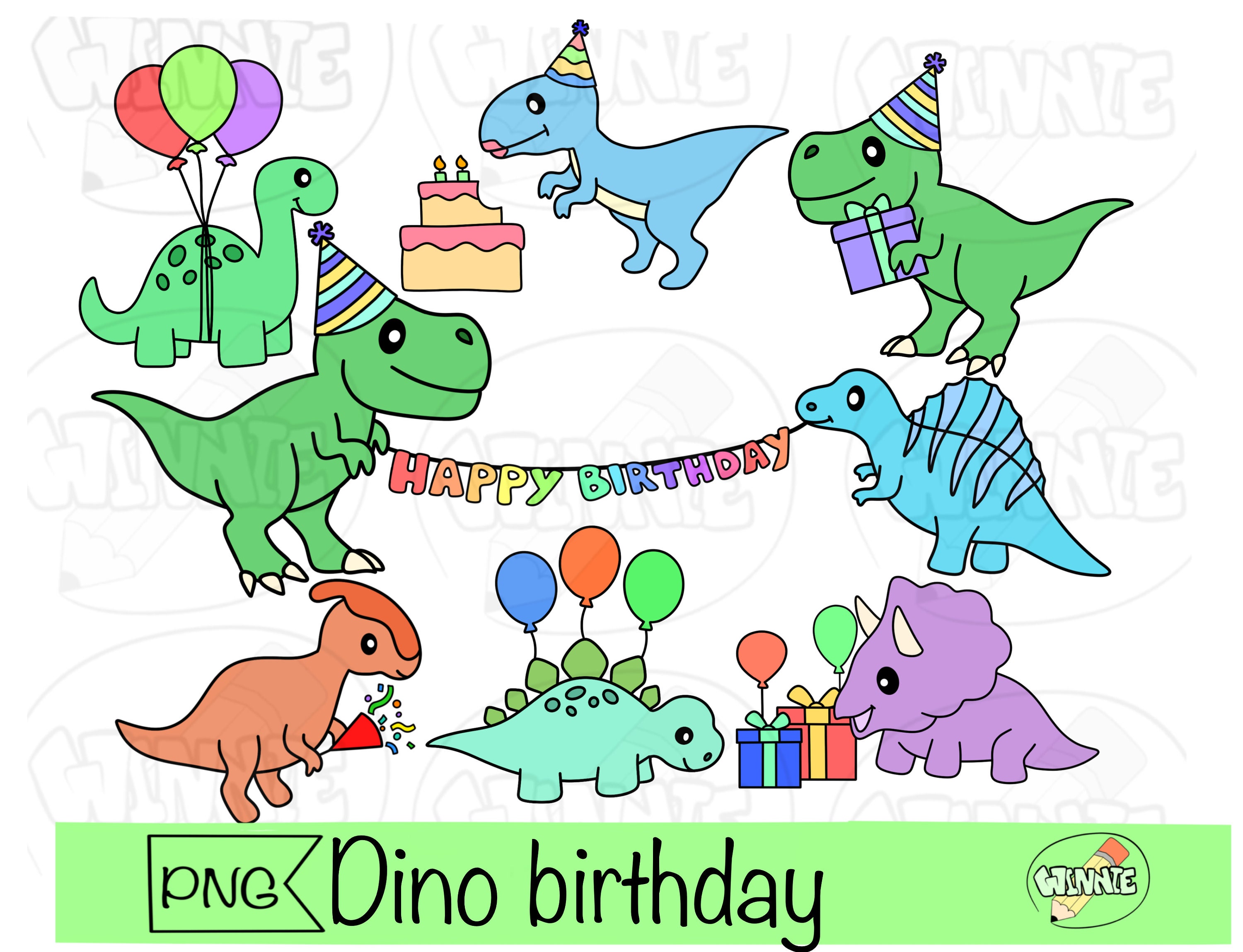 Birthday Dinosaurs Clipart