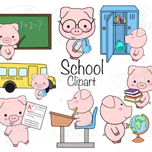 Pig Clipart Cute Piggy Vector Clipart Kawaii Piglet Png Digital Sticker ...