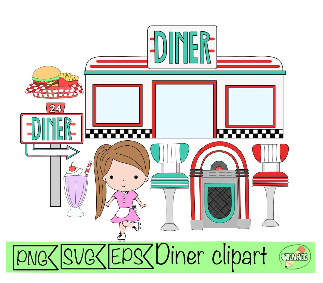 Diner Clipart Svg American Diner Png Retro Diner Stickers Digital ...