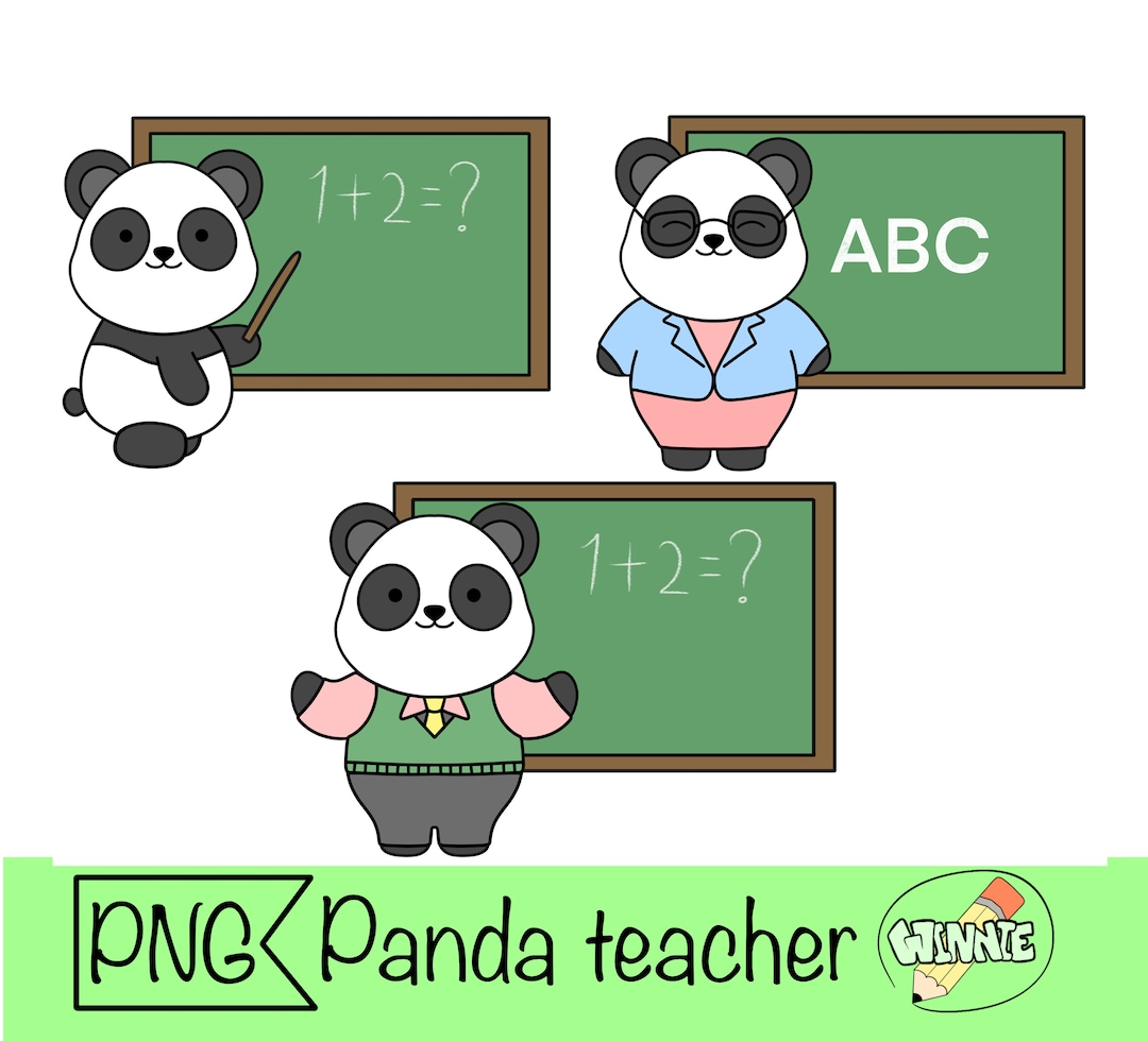 Panda Leraar Png School Panda Clipart Preschool Leraar Dier School Png ...