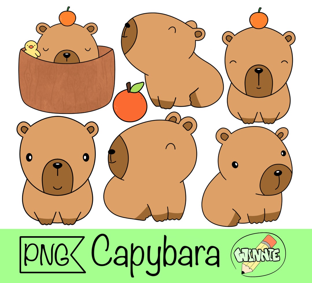 Capybara Clipart Cute Capybara Png Digital Sticker Planner Bullet ...