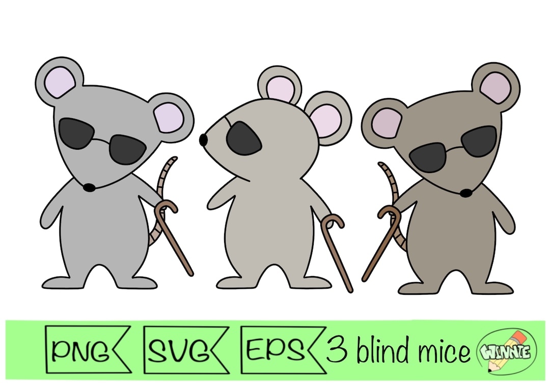3 Blind Mice Clipart Digital Download Mouse Stickers Cute 3 Blind Mice ...