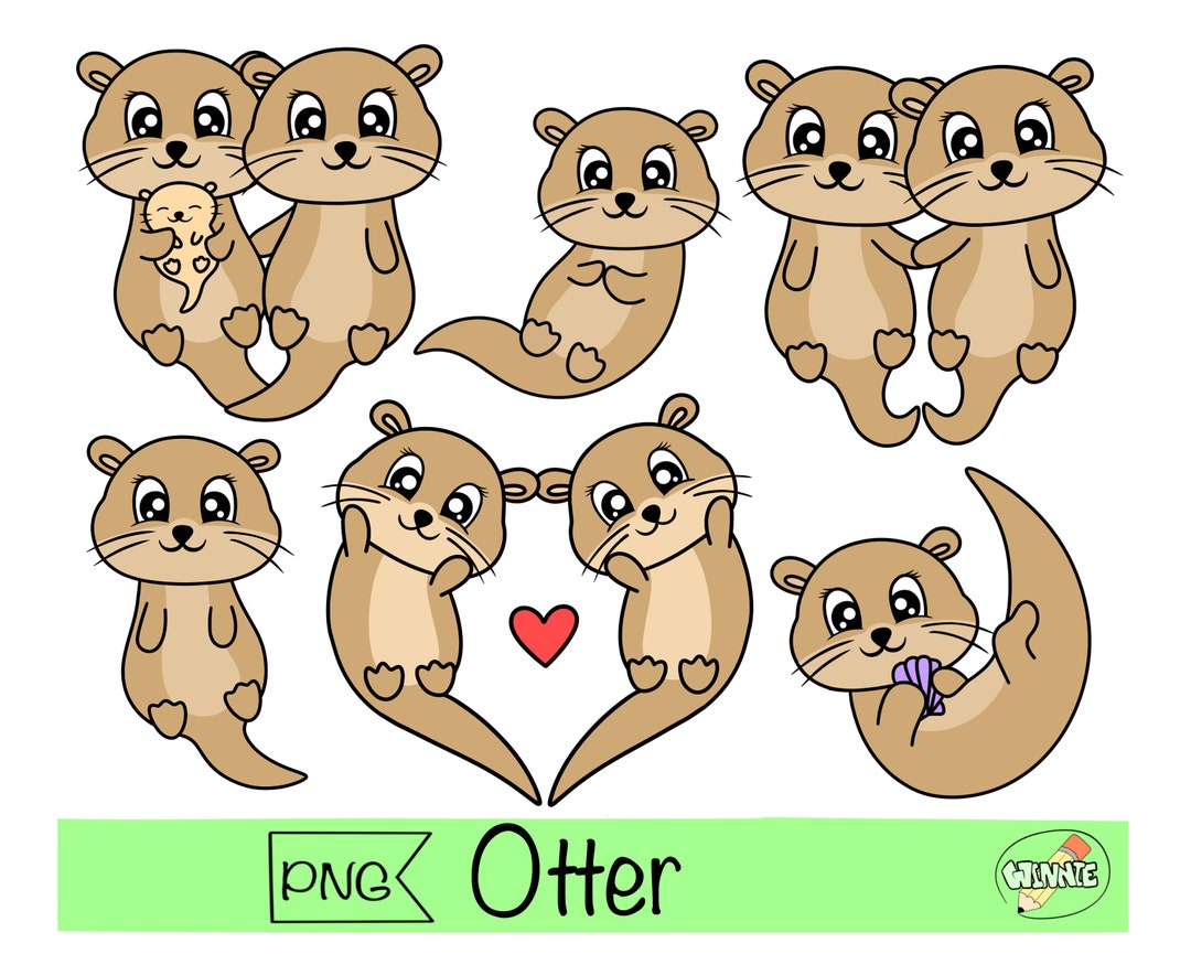 Otter Clipart Cute Otter Png Sticker Otter Baby Cartoon Scrapbook ...