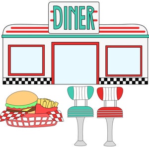 Diner Clipart Svg American Diner Png Retro Diner Stickers Digital ...