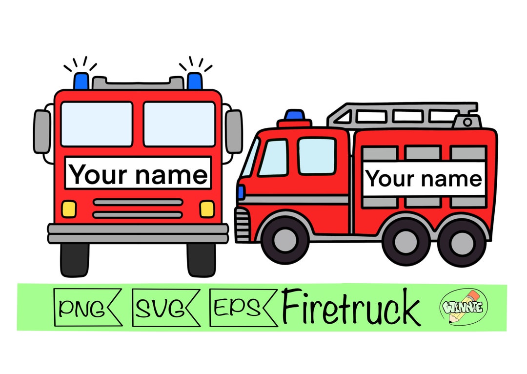 Firetruck Svg Name Tag Firetruck Personalize Firetruck Svg Cricut ...