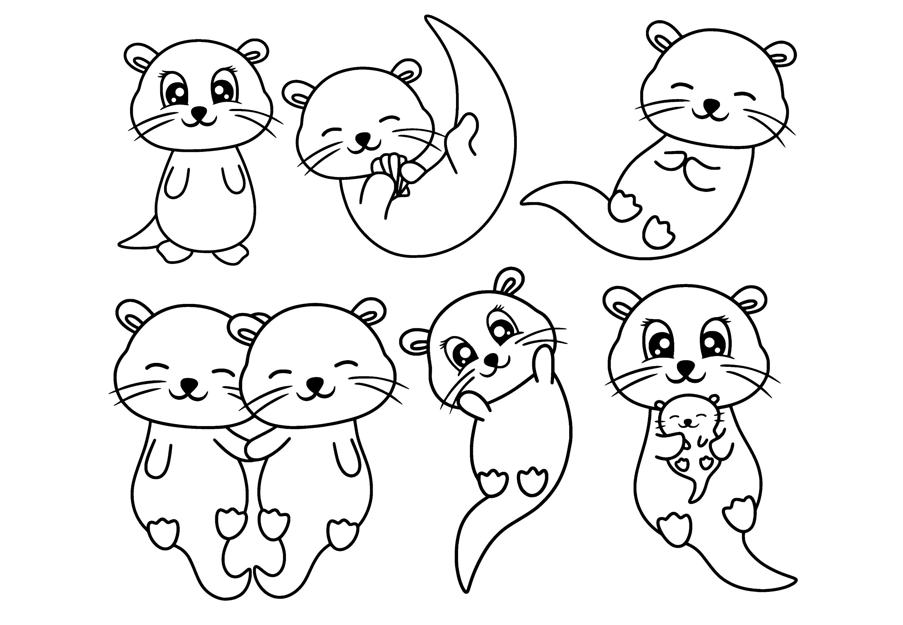 Cute Otter Svg Outline Otter SVG Cute Otter Cricut Cut Laser File Otter ...