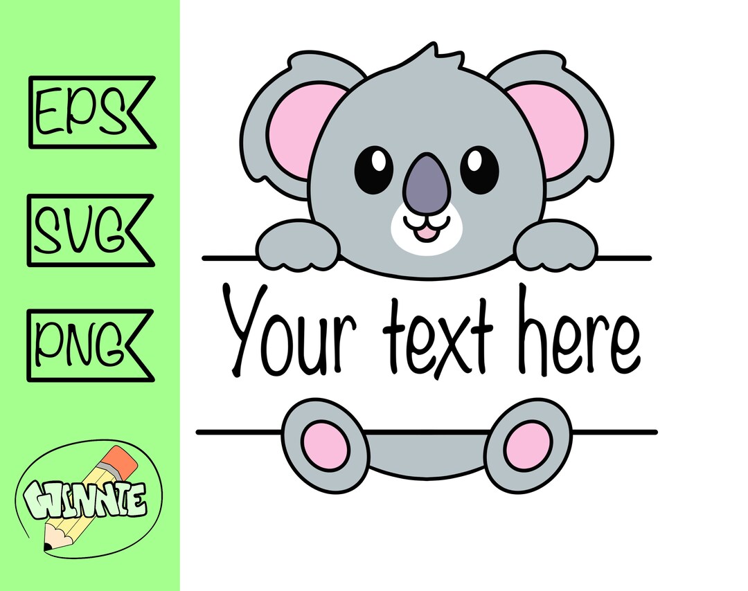 Koala Svg Koala Monogram Svg Cute Koala Svg Clipart Personalize Koala ...