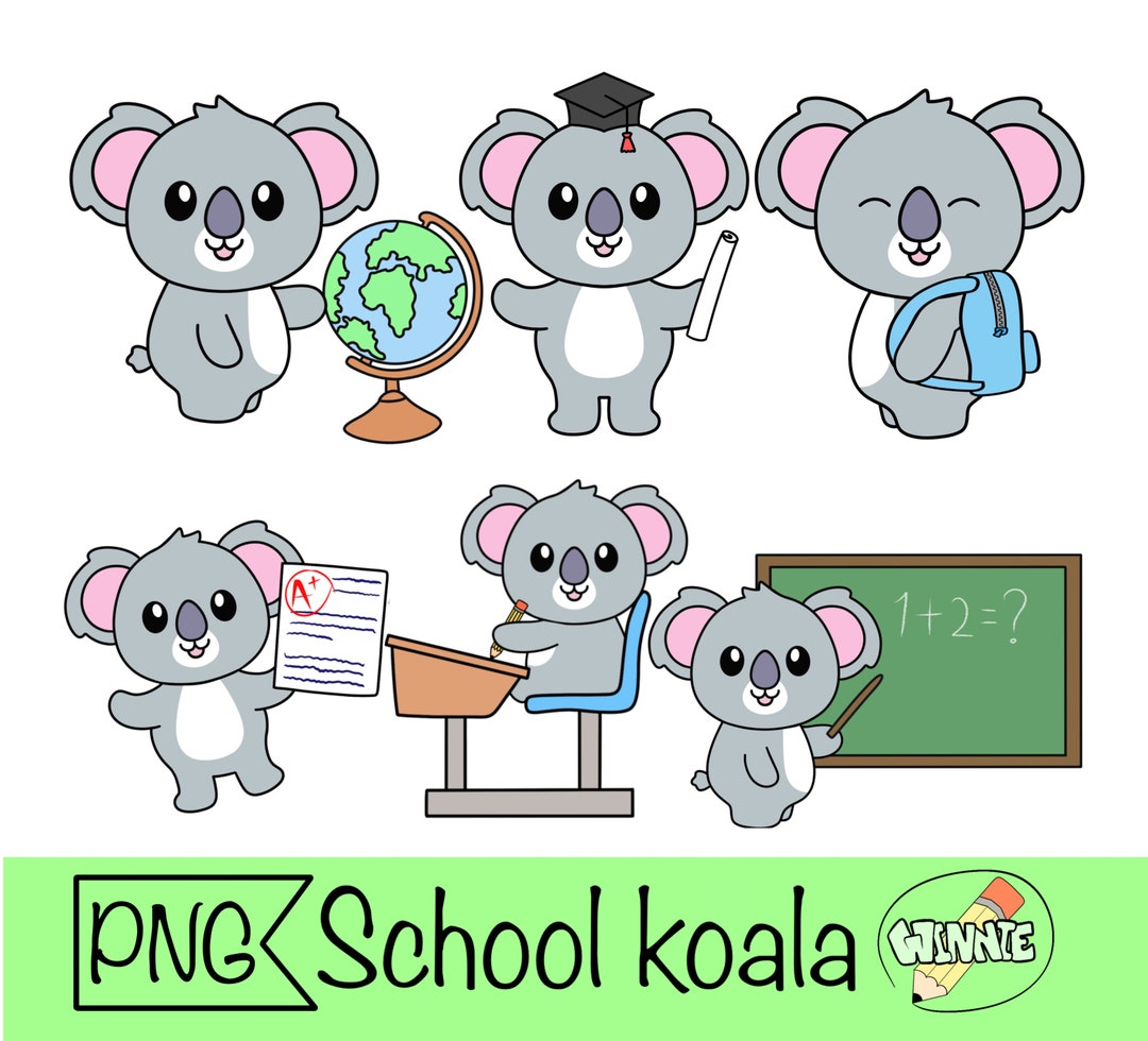 Cute Koala Clipart Back to School Koala Stickers Student Koala ...