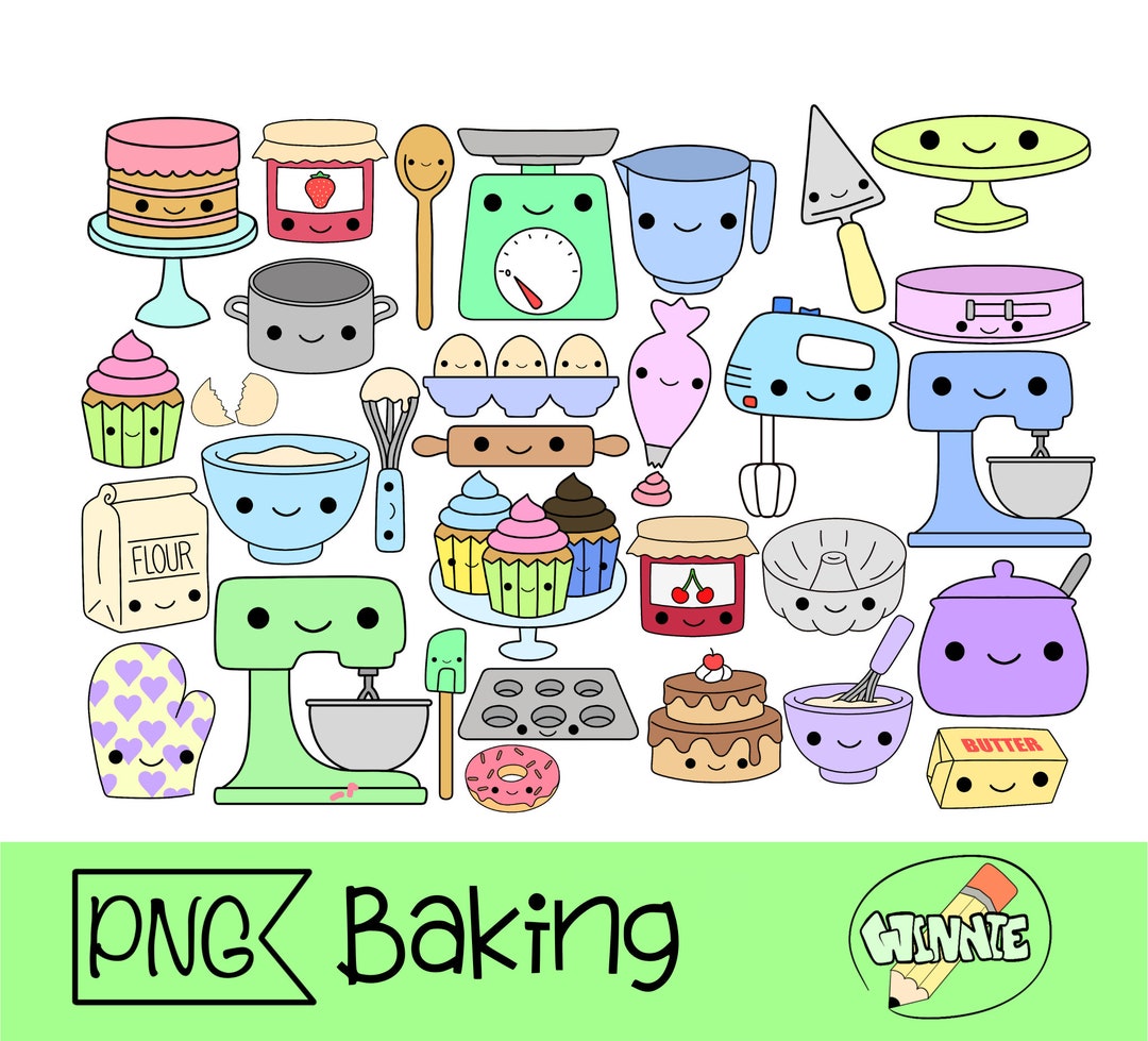 Kawaii Baking Png Clipart Bakery Cute Cartoon Sticker Printable Digital ...