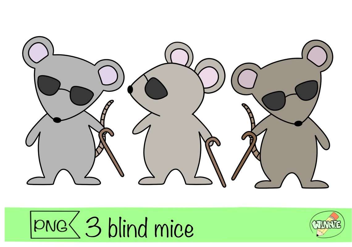 3 Blind Mice Clipart Digital Download Mouse Stickers Cute 3 - Etsy