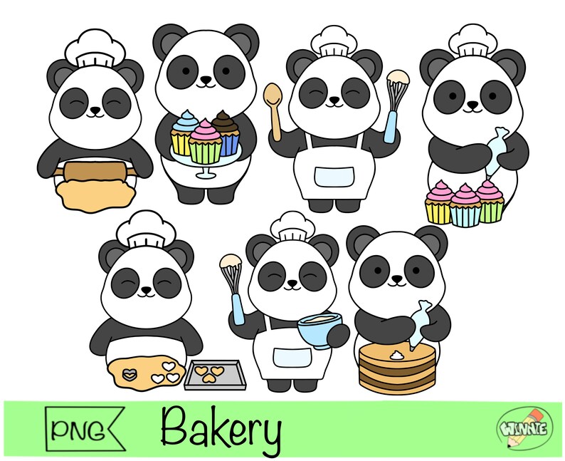 Cute Bakery Clipart Panda Bakery Kawaii Cooking Bake Clip Art - Etsy