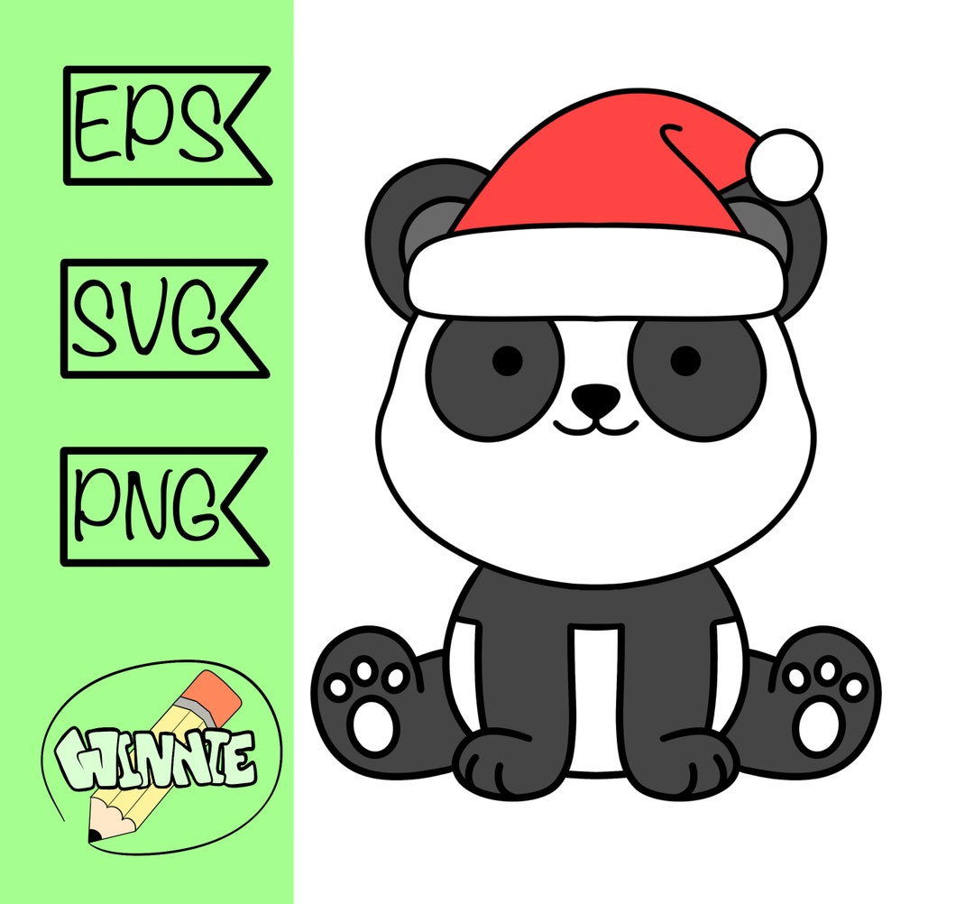 Panda Christmas Svg Sticker Cute Christmas Panda Clipart Png - Etsy