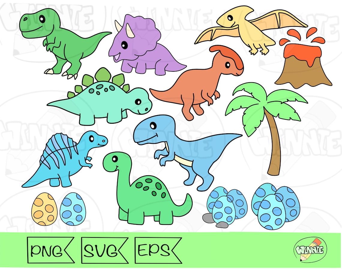 Dino Svg Clipart Dinosaur Clip Art Png T-rex Raptor Digital Download ...