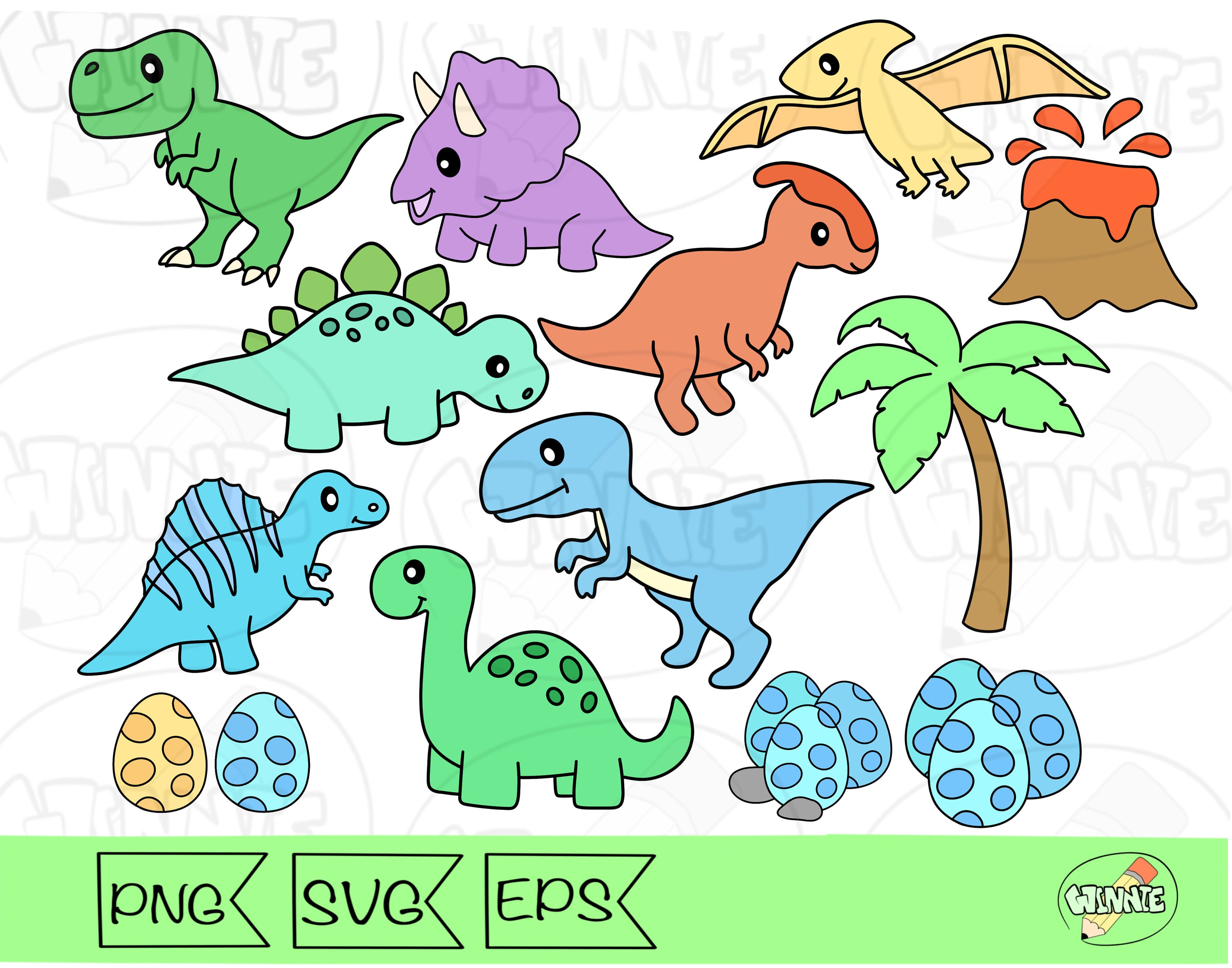 Dino Svg Clipart Dinosaur Clip Art Png T-rex Raptor Digital Download ...
