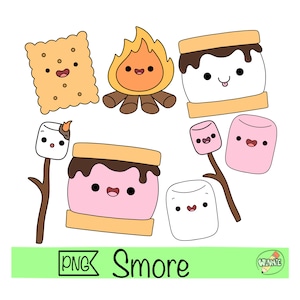 Smore Clipart Kawaii Food Marshmallow Kawaii Smore Chocolate Campfire ...