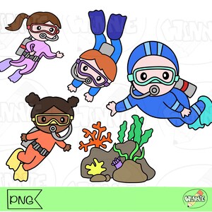 Scuba Dive Clipart Sea Life Snorkeling Under Water Swimming Scuba Diver ...
