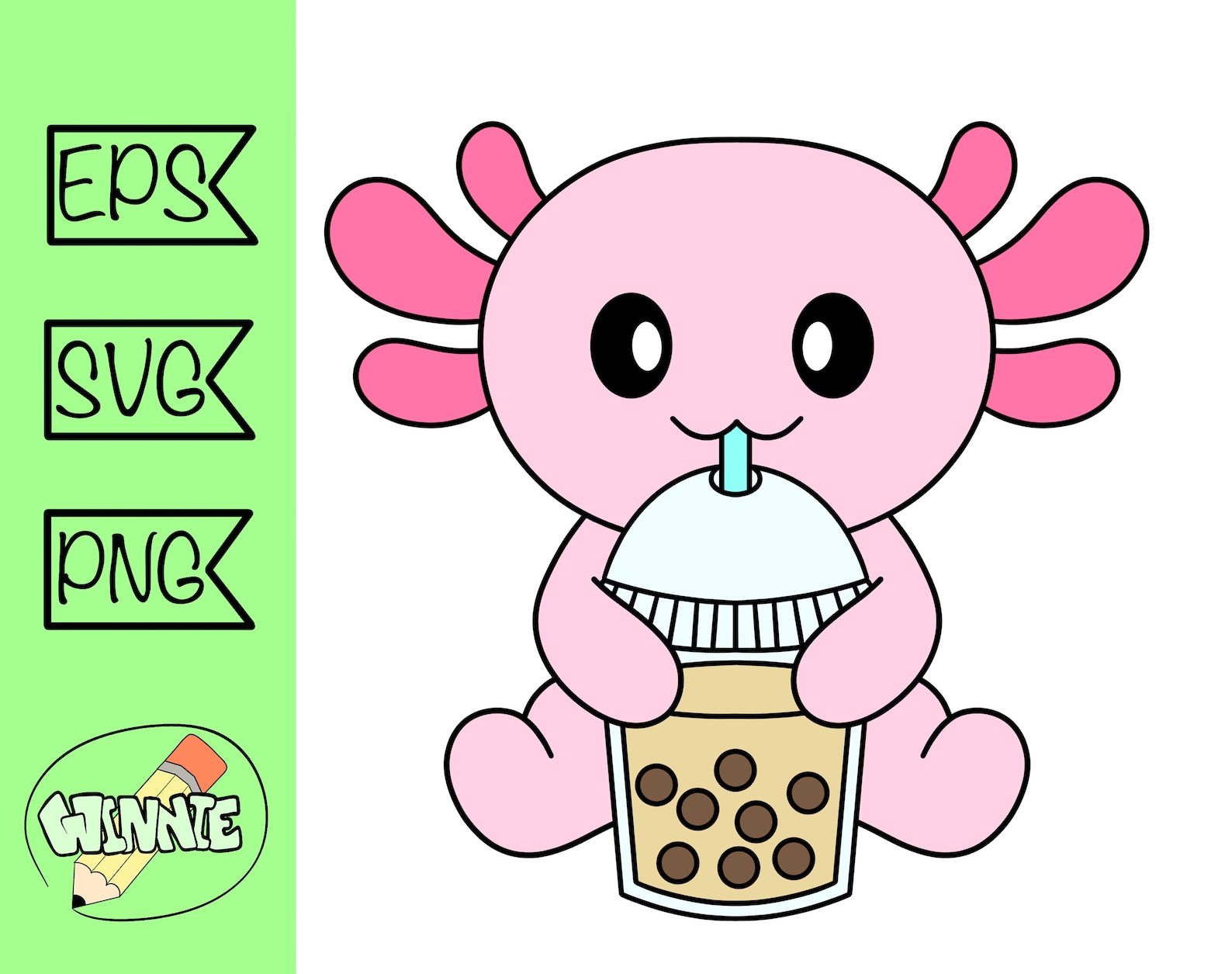 Axolotl Svg Boba Tea Axolotl Clipart Axolotl Drinking Bubble - Etsy
