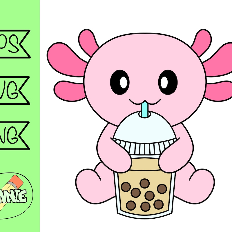 Axolotl Drinking Boba - Etsy