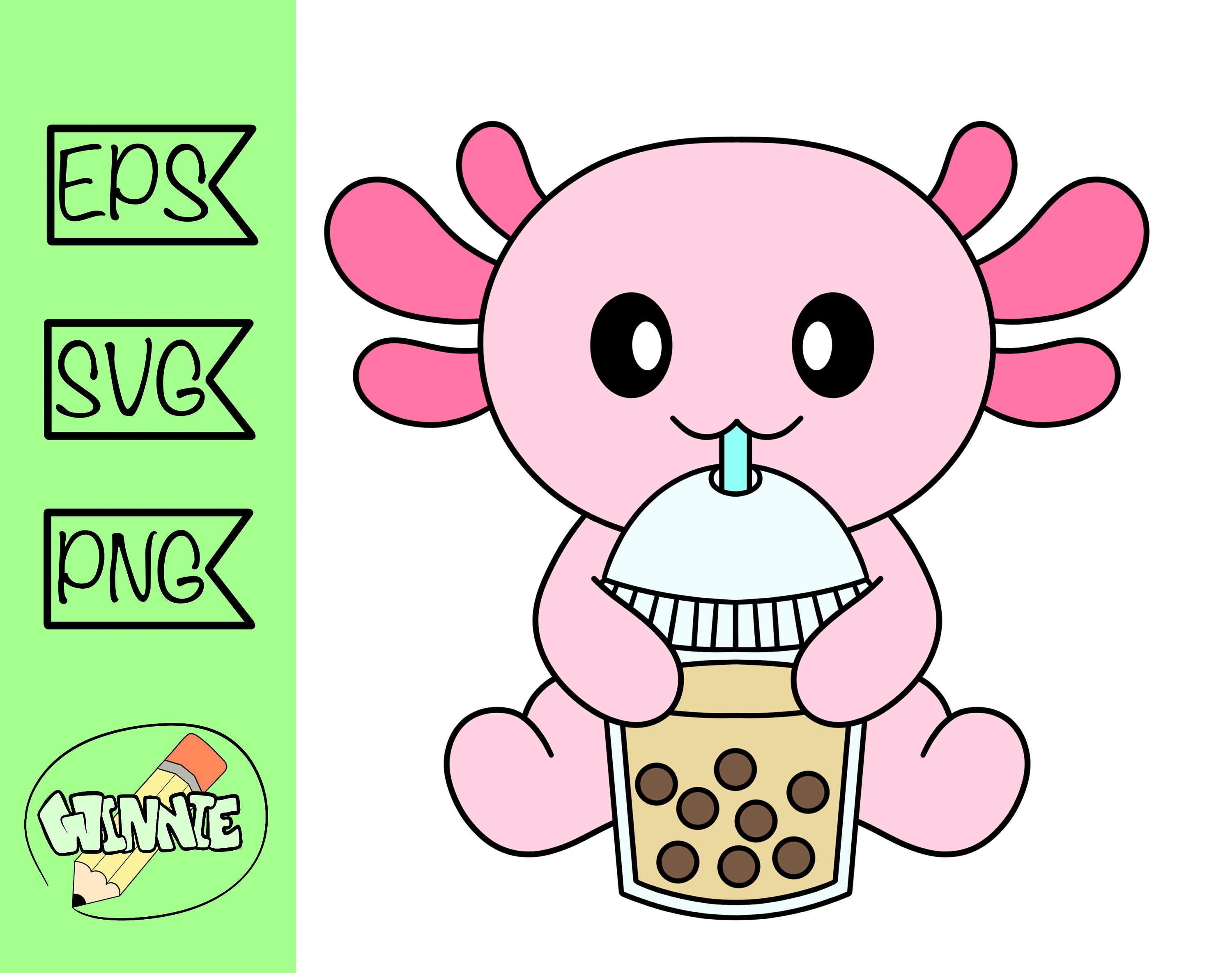 Axolotl Svg Boba Tea Axolotl Clipart Axolotl Drinking Bubble - Etsy ...