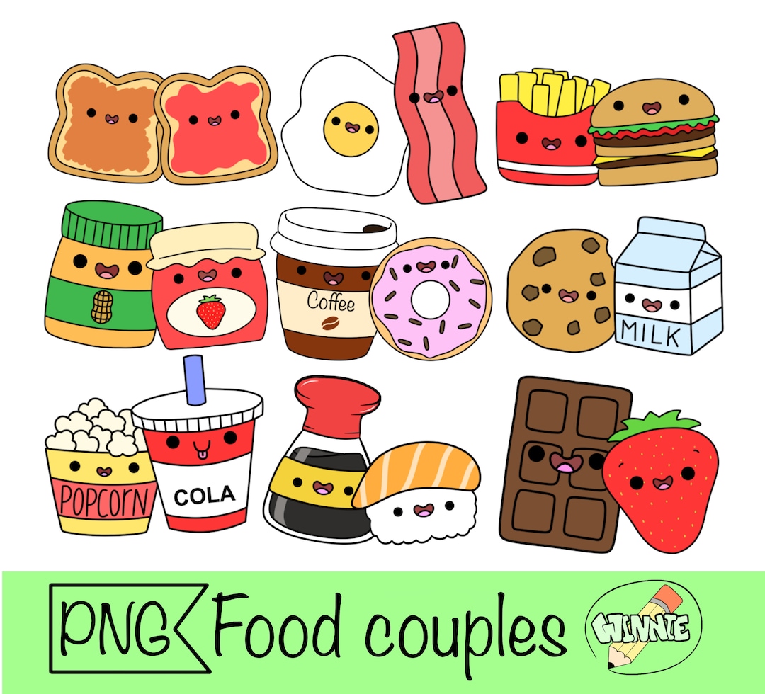 Kawaii Valentine Food Clipart Kawaii Food Couple Png Sticker Perfect ...