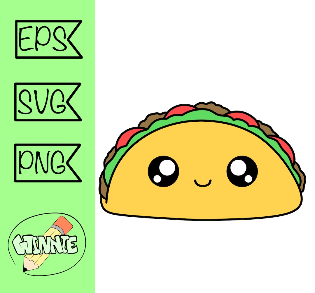 Cute Taco Svg Mexican Food Taco Png Clipart Kawaii Food Svg Cut File ...
