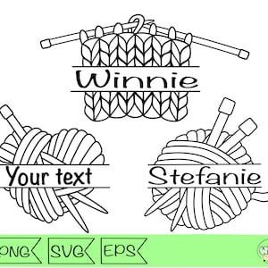 Knitting Svg Name Yarn Vector Name Tag Digital Knitting Monogram ...