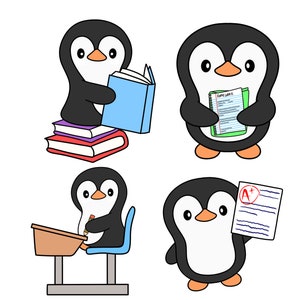 Penguin Clipart School Penguin Graduation Png Digital Stickers Penguin ...