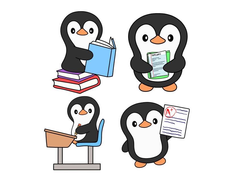 Penguin Clipart School Penguin Graduation Png Digital Stickers Penguin ...