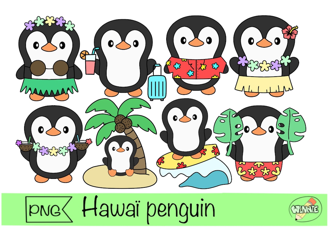 Penguin Clipart Penguin Summer Clip Art Hawaii Holiday Vacation Penguin ...