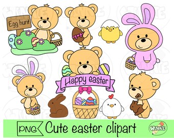 Cute Easter Clipart Illustrations Sweet Easter PNG Download - Etsy